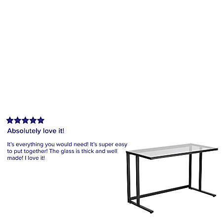 Flash Furniture 48 W Contemporary Glass Pedestal Frame Computer Desk ...