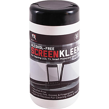 Advantus ReadRight Alcohol free ScreenKleen Tub Wipes Tub Of 50 Sheets ...