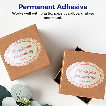 Avery Pearlized Permanent Labels With Sure Feed 94060 PIP50 Oval ...