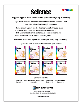 Carson Dellosa Spectrum Science Workbook Grade 7 - Office Depot
