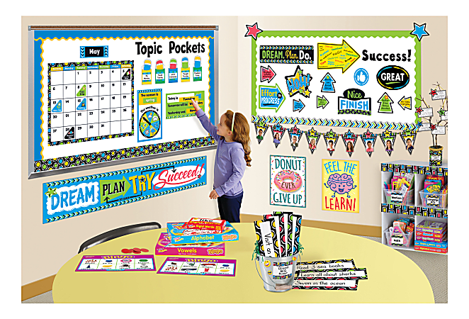 TREND Bold Strokes Phrases Bulletin Board Set Assorted Colors Preschool ...