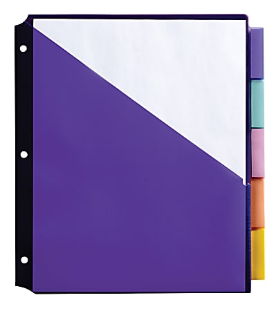Office Depot Brand Double Pocket Insertable Plastic Divider 5 Tab 8 12 ...
