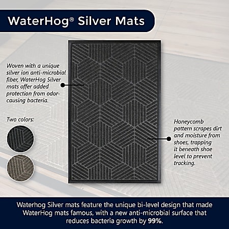 M A Matting WaterHog Silver Mat Smooth 35 H x 116 W Greige - Office Depot