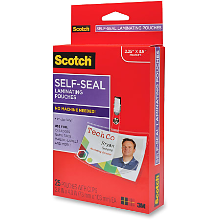 3M Scotch Self Laminating Pouches For Clip Style ID Badges 4 116 x 2 ...