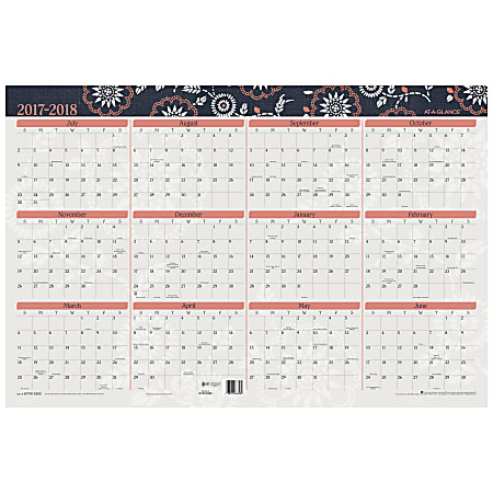 AT A GLANCE Horizontal AcademicRegular Year Erasable Wall Calendar 24 x ...