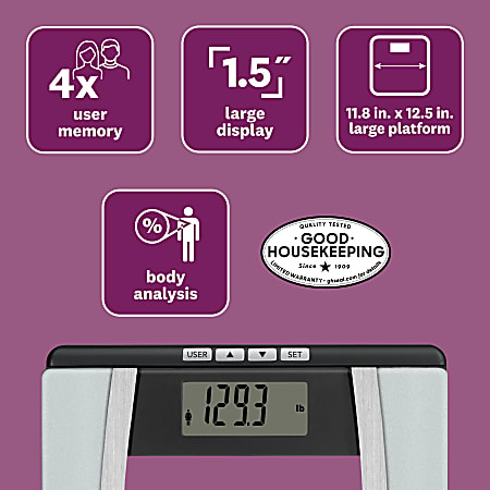 Conair WW Body Analysis Glass Scale 11 1316 x 12 12 ClearSilver ...