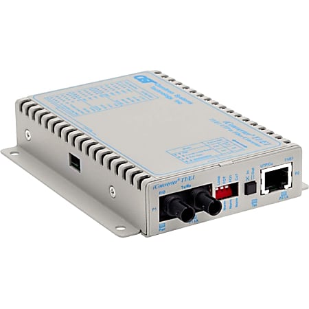 Omnitron iConverter T1E1 Fiber Media Converter RJ48 ST Single Mode 30km 1 x T1E1 1 x ST Single ...