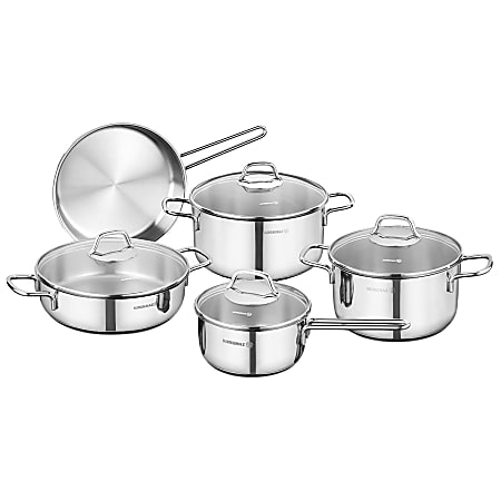 Korkmaz Perla 9-Piece Stainless Steel Cookware Set, Silver
