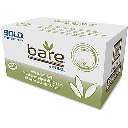 Solo Cup Bare™ Heavyweight Paper Plates Perfect Pak™, 6", Pack Of 500