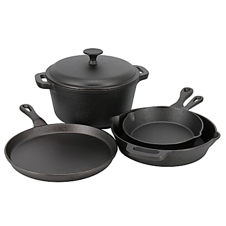Gibson Home Addlestone 5 Piece Pre Seasoned Cast Iron Cookware Set ...