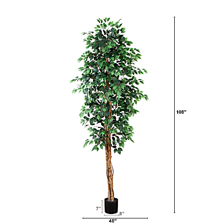 Nearly Natural 9 H Artificial Ficus Tree 108 H x 46 W x 46 D GreenBlack ...