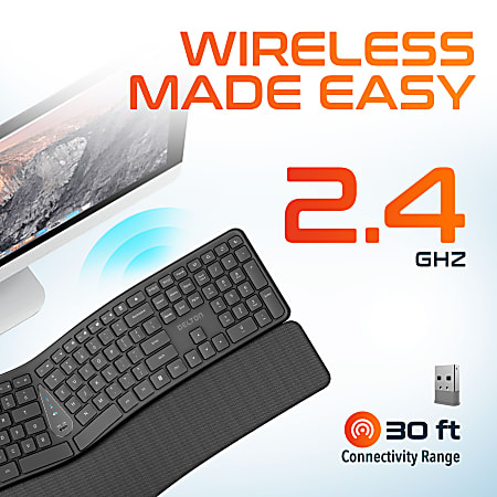 Delton KB250 Wireless Ergonomic Keyboard Black - Office Depot