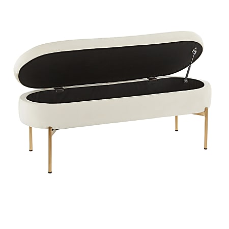 LumiSource Chloe Storage Bench GoldCream - Office Depot