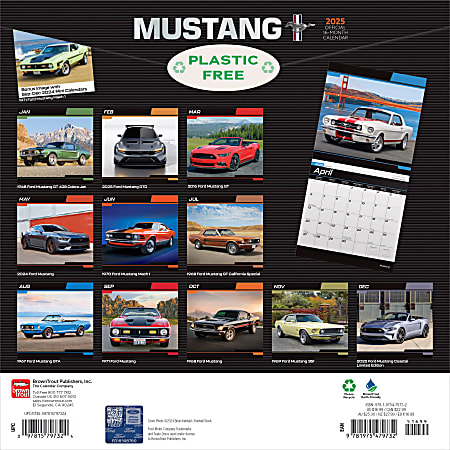 2025 BrownTrout Ford Mustang OFFICIAL Monthly Plastic Free Square Wall ...