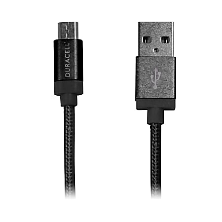 Duracell Sync And Charge Micro USB Cable 3 Ft. Black - Office Depot