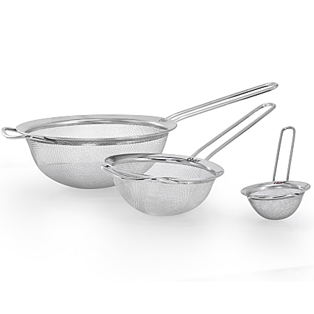Oster Baldwyn 3 Piece Stainless Steel Mesh Strainer Set Silver - Office ...