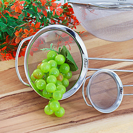 Oster Baldwyn 3 Piece Stainless Steel Mesh Strainer Set Silver - Office ...