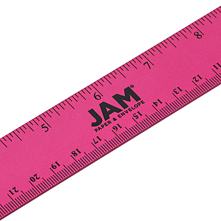JAM Paper Non Skid Stainless Steel Ruler 12 Fuchsia Pink - Office Depot