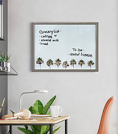 Kate and Laurel Blake Non Magnetic Framed Dry Erase Printed Glass 18 x ...