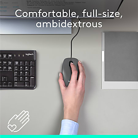 Logitech M100 Wired USB Mouse Gray - Office Depot