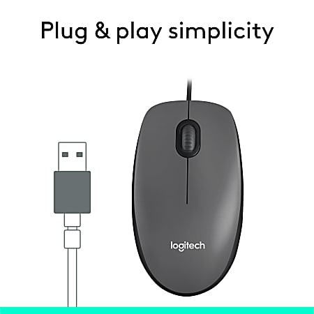 Logitech M100 Wired USB Mouse, Gray