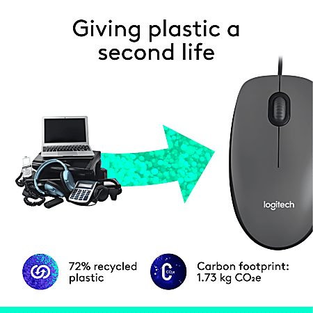 Logitech M100 Wired USB Mouse Gray - Office Depot