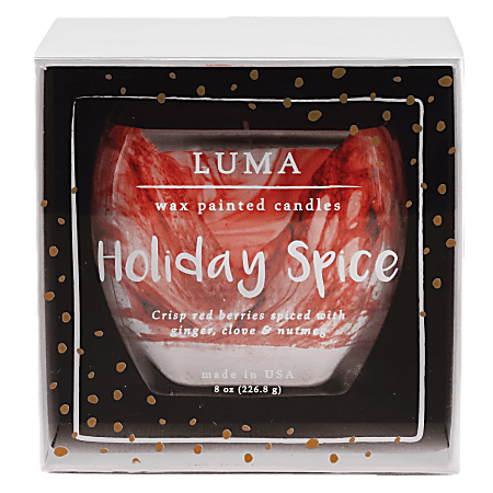 Luma Holiday Candle, 3 1/4"H x 3 1/4"W x 3 1/4"D, Red/Green