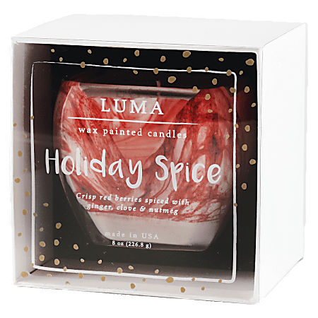 Luma Holiday Candle, 3 1/4"H x 3 1/4"W x 3 1/4"D, Red/Green