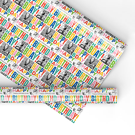 Custom Full Color Gloss Finish Wrapping Paper Standard Roll 7 x 29 14 ...