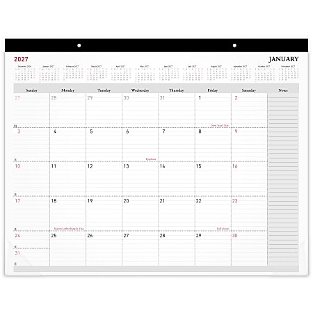 Office Depot Brand Monthly Desk Pad Calendar 21 34 x 17 White January ...