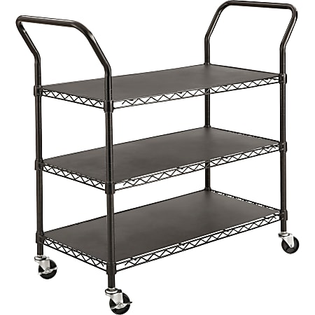 Safco Wire Utility Cart 3 Shelves 40 12 H x 43 34 W x 19 14 D Black ...