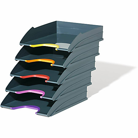 DURABLE VARICOLOR Stackable 5 Letter Trays 10 12 W x 13 14 H x 13 14 HD ...