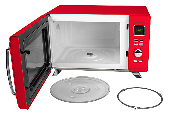 Nostalgia Mid Century Retro Microwave 0.9 Cu. Ft. Red - Office Depot