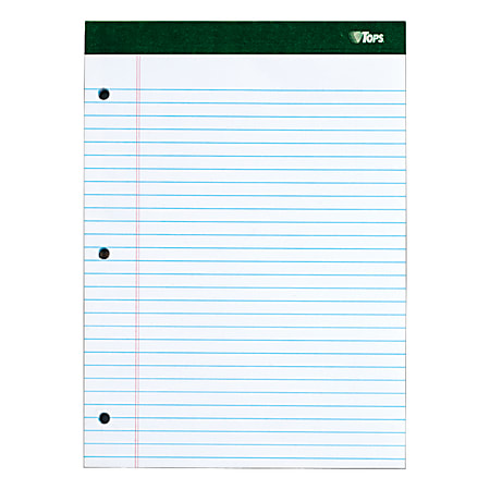 TOPS Docket Writing Pad 3 Hole Punched 8 14 x 11 34 Legal Ruled 50 ...