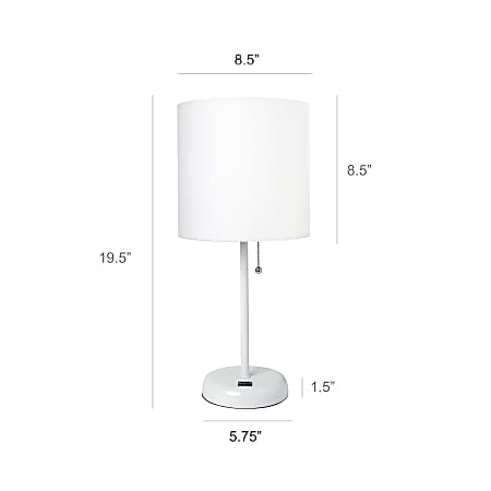 LimeLights Stick Lamps 19 12 H White ShadeWhite Base Set Of 2 Lamps ...