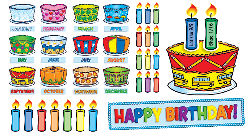 Scholastic Birthday Cakes Mini Bulletin Board Set Multicolor Preschool ...