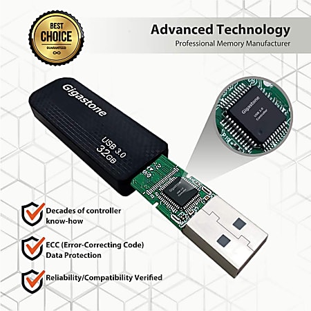 Dane Elec Gigastone USB 3.0 Flash Drives 32GB Black Set Of 5 Flash ...