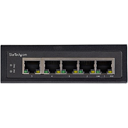 StarTech.com Industrial 5 Port Gigabit PoE Switch 30W Power Over ...