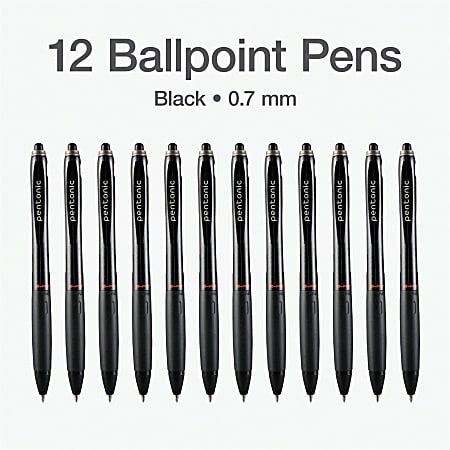 Pentonic Retractable Ballpoint Pens Retractable Black Ink Nickel Silver ...