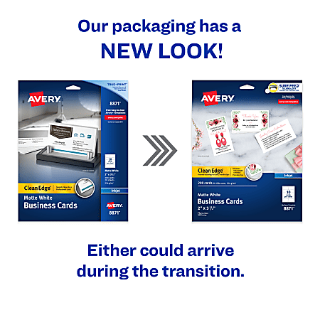 Avery Clean Edge Printable Business Cards With Sure Feed Technology For ...