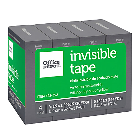 Office Depot Brand Invisible Tape 34 x 1296 Clear Pack of 4 rolls ...