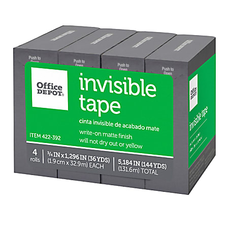 Office Depot Brand Invisible Tape 34 x 1296 Clear Pack of 4 rolls ...
