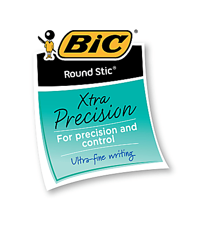BIC Round Stic Ballpoint Pens Fine Point 0.8 mm Translucent Barrel Blue ...