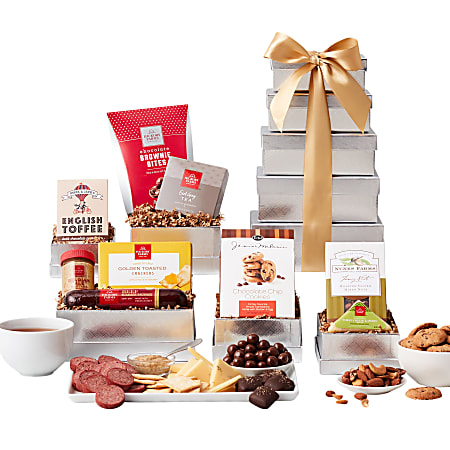 Givens Gourmet Shimmering Tower Gift Basket Set Set Of 9 Pieces - ODP ...
