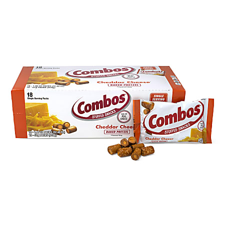 Combos Cheddar Cheese Pretzel Baked Snacks 1.8 Oz Box Of 18 Packs ...