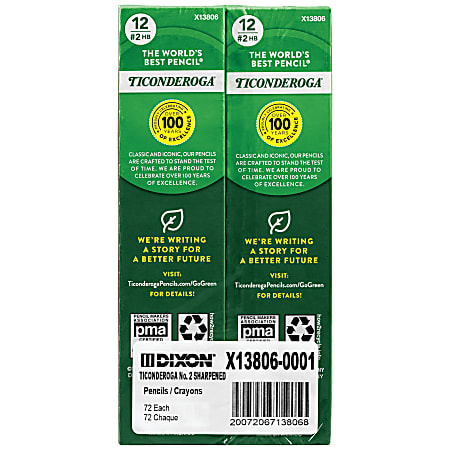 Ticonderoga Pencils Presharpened 2 Lead Soft Pack of 12 - Office Depot