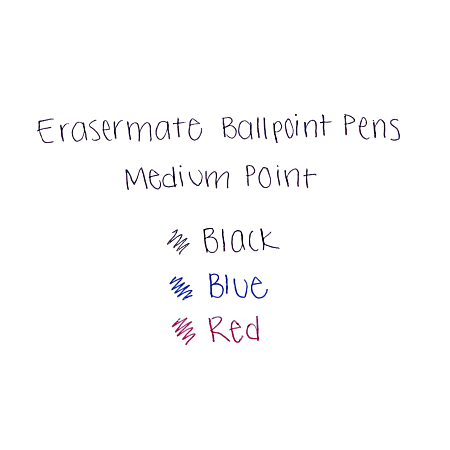 Paper Mate EraserMate Ballpoint Pens Pack of 5 Medium Point 1.0 mm Red ...
