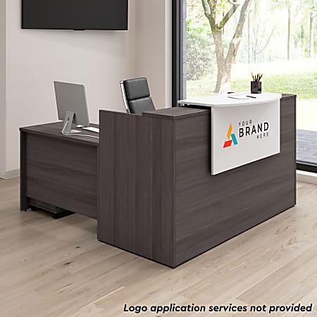 Bush Business Furniture Arrive 72 W L Shaped Reception Desk with Counter and Mobile File Cabinet Storm Gray Standard Delivery Office Depot