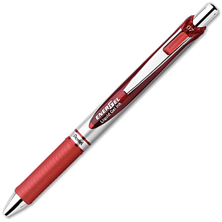 Pentel EnerGel Retractable Liquid Gel Pens Medium Point 0.7 mm Silver ...