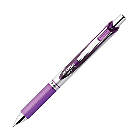 Pentel EnerGel Retractable Liquid Gel Pens Medium Point 0.7 mm Silver ...
